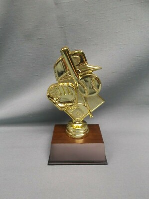 hat mitt ball and bat gold BASEBALL theme trophy award weighted base | eBay
