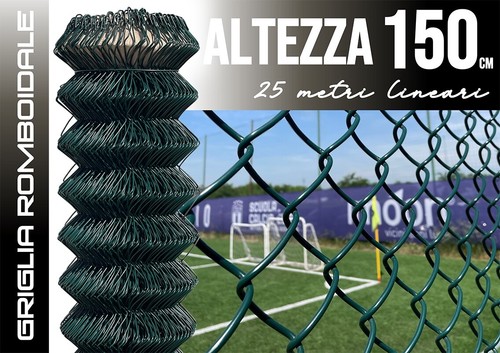 RETE GRIGLIA ANNODATA PLASTIFICATA PER RECINZIONE FILO 2.40MM. ALTEZZA ...