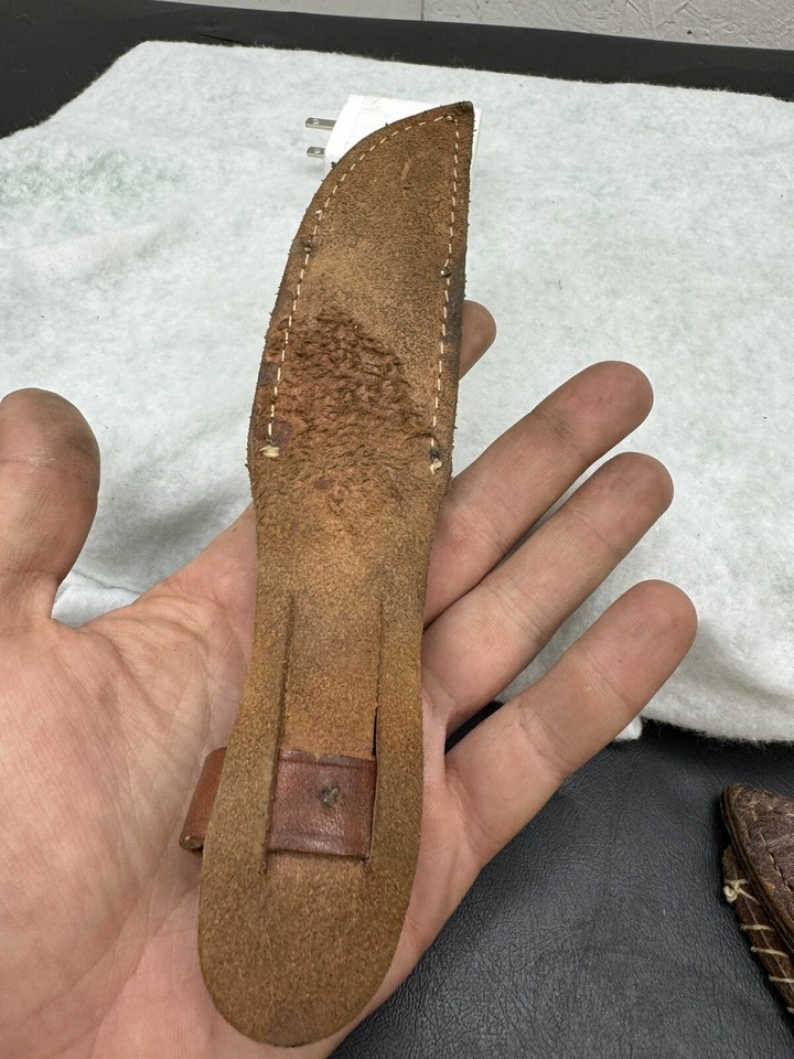 Vintage Kinfolk Fixed Blade Knife Leather Stacked Handle & Sheath #9 | eBay