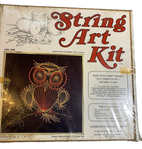 NOS NEW Sealed Vintage STRING ART KIT Owl 1970s 70s Psychedelic Quincy ...