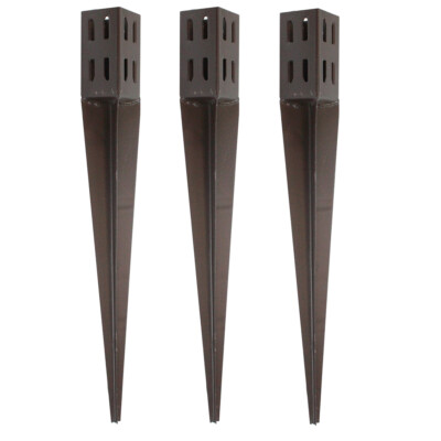 Fence Post Holder Support Drive Down Spike Wedge Grip Brown for 75mm or ...
