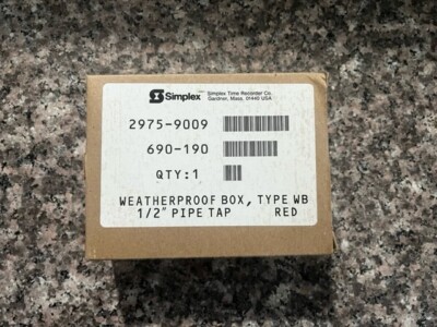 SIMPLEX 2975-9009 RED WEATHERPROOF BOX FIRE ALARM TYPE WB 1/2" PIPE TAP ...