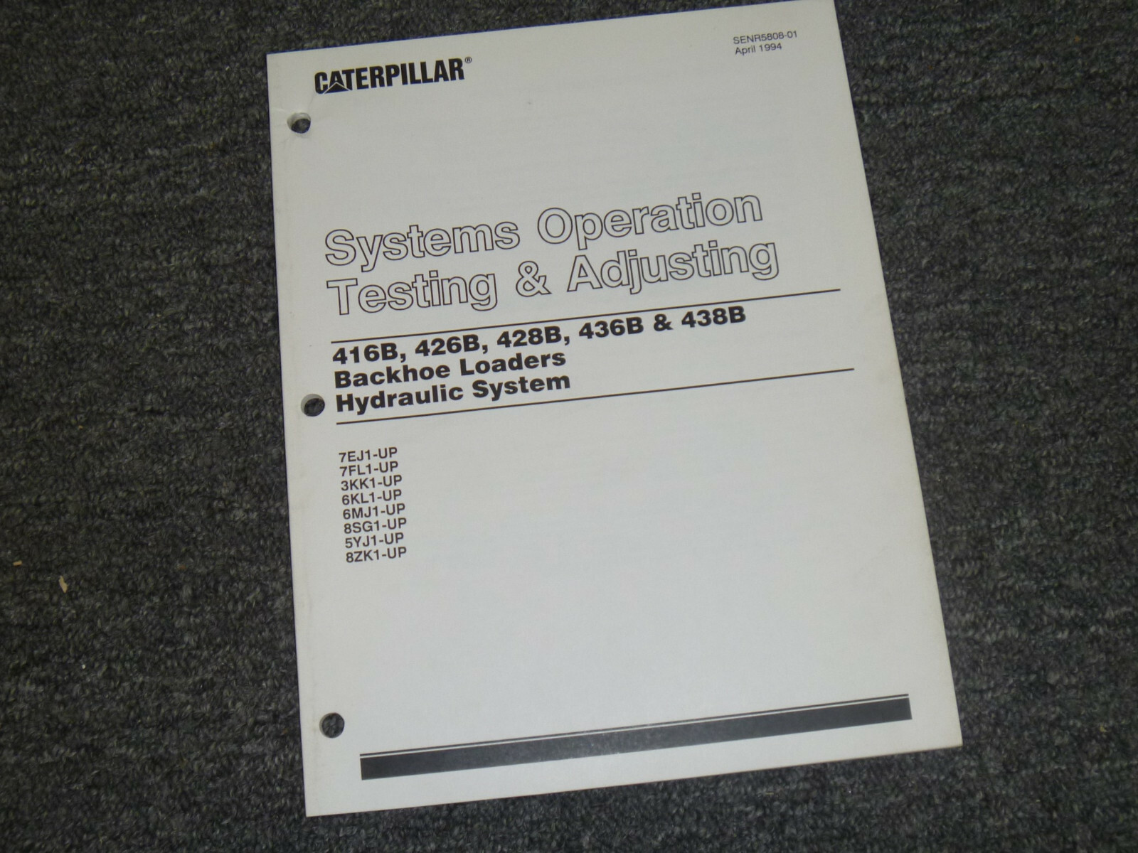 CAT Caterpillar 438B Backhoe Loader Hydraulic Systems Test Adjust ...