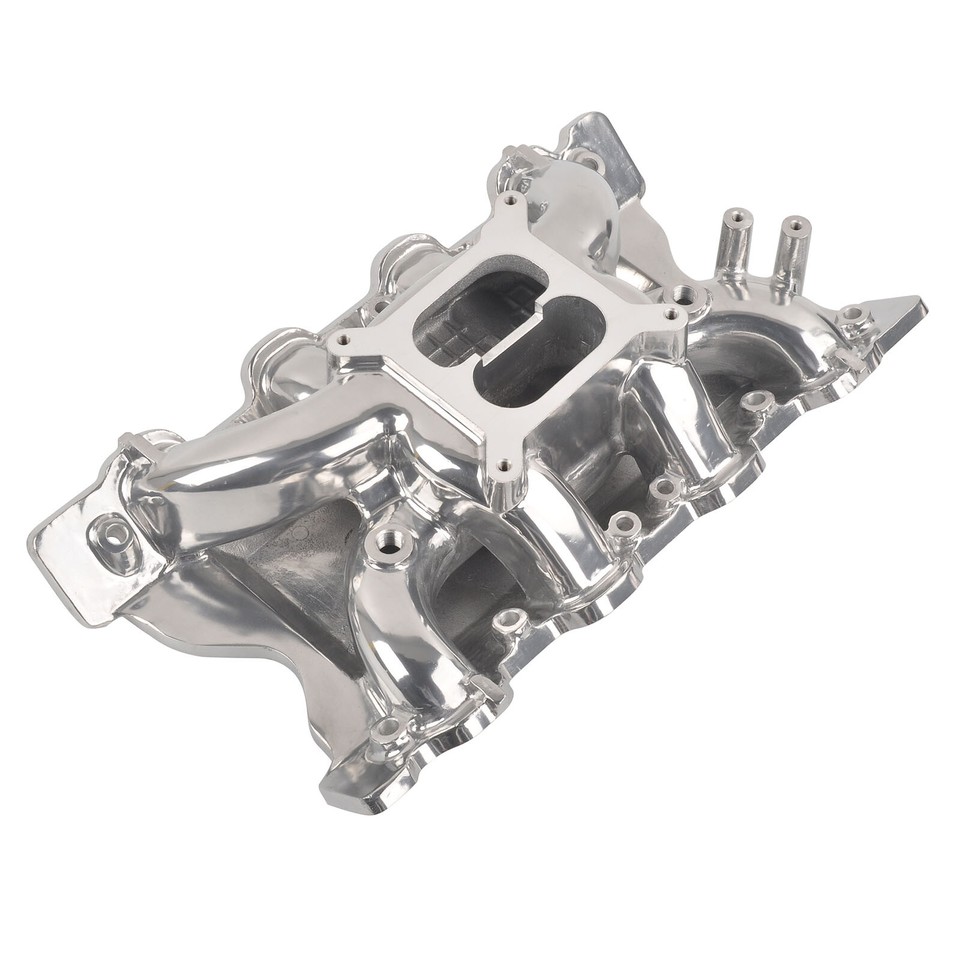 Polished Aluminum Air Gap Dual Plane Intake Manifold For 1970-1986 Ford ...