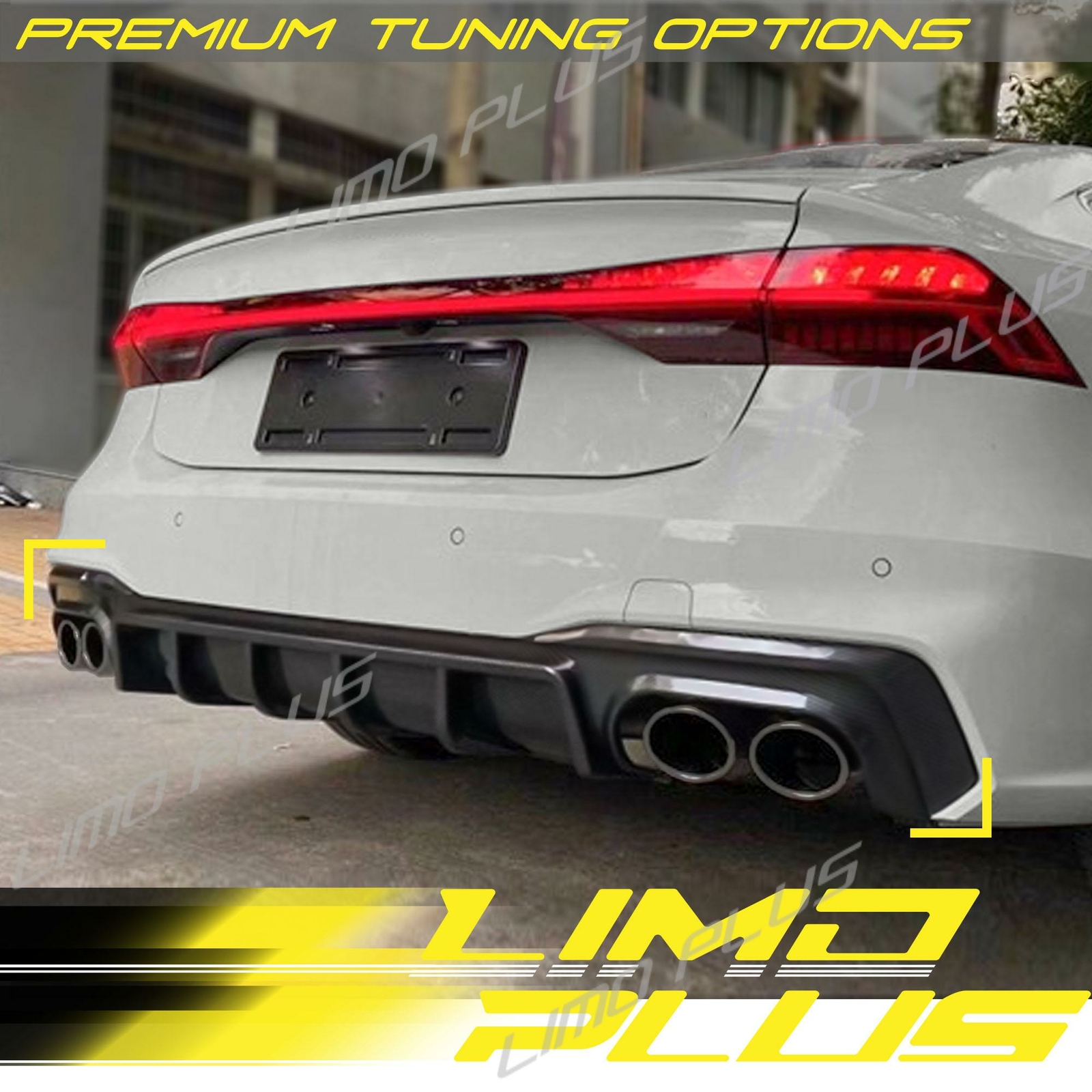 S7 Style Gloss Black Rear Diffuser Exhaust Tips for Audi A7 C8 Sline ...