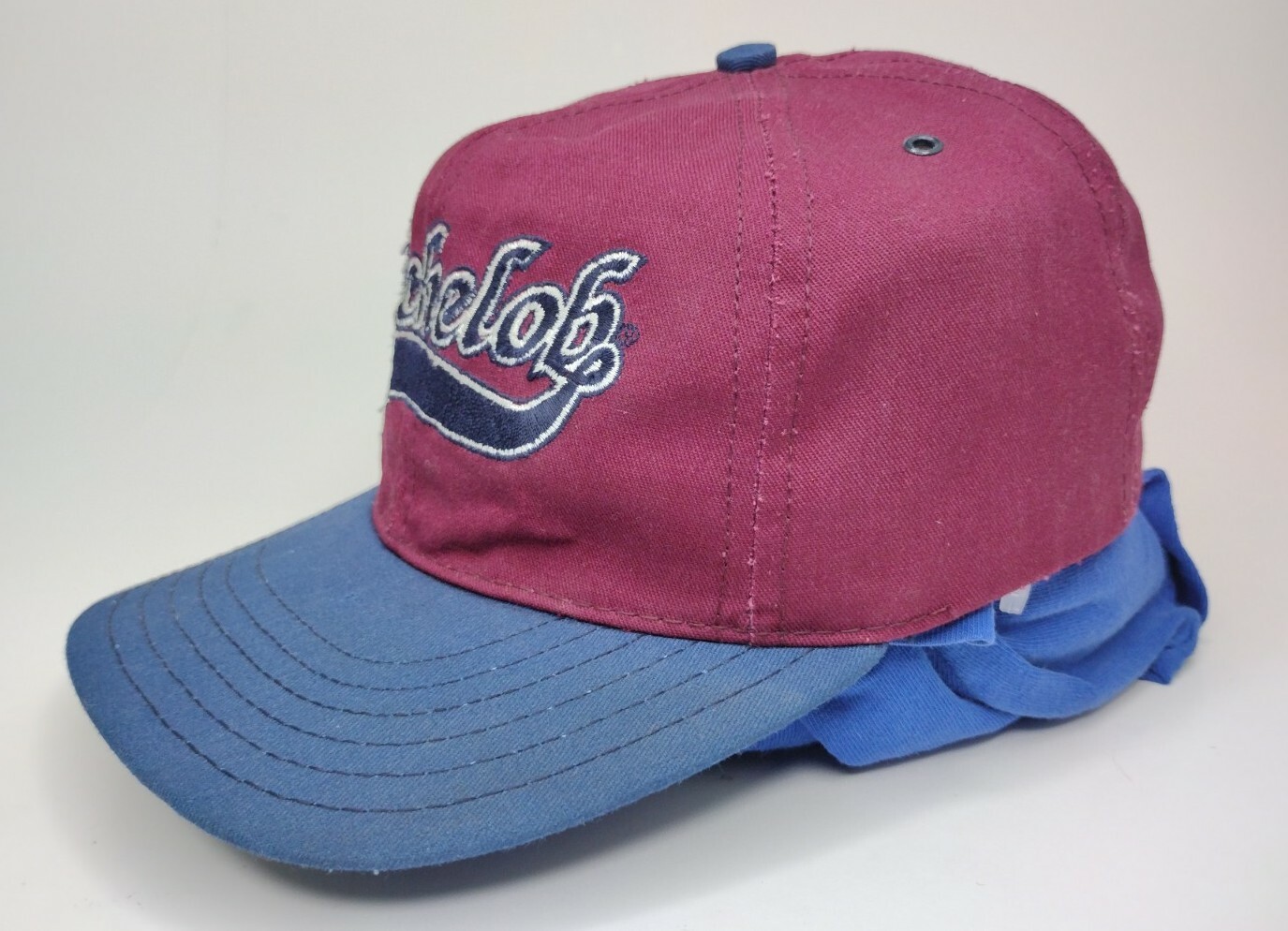 Vintage MICHELOB 80s USA Maroon Navy Blue Hat Cap Sna… - Gem