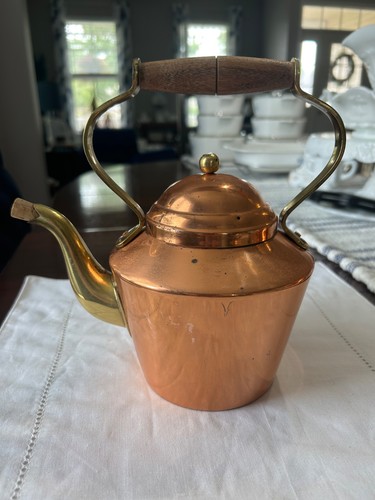 Vintage Tagus Portugal Copper Brass Gooseneck Spout Tea Kettle w/Cork ...