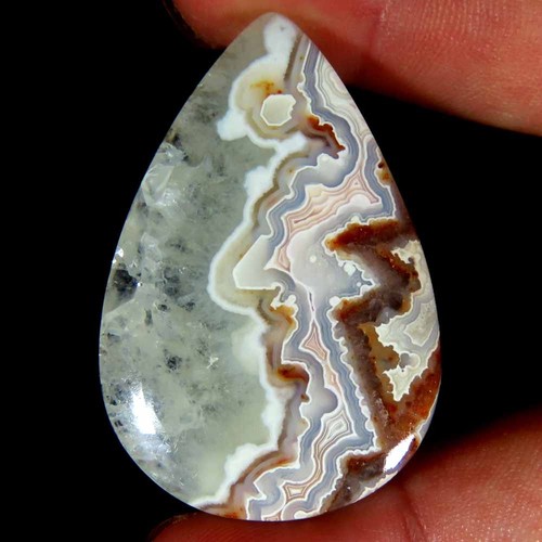 62.15cts.Natural Classic Crystal Crazy Lace Agate Pear Cab 28x43x6mm ...