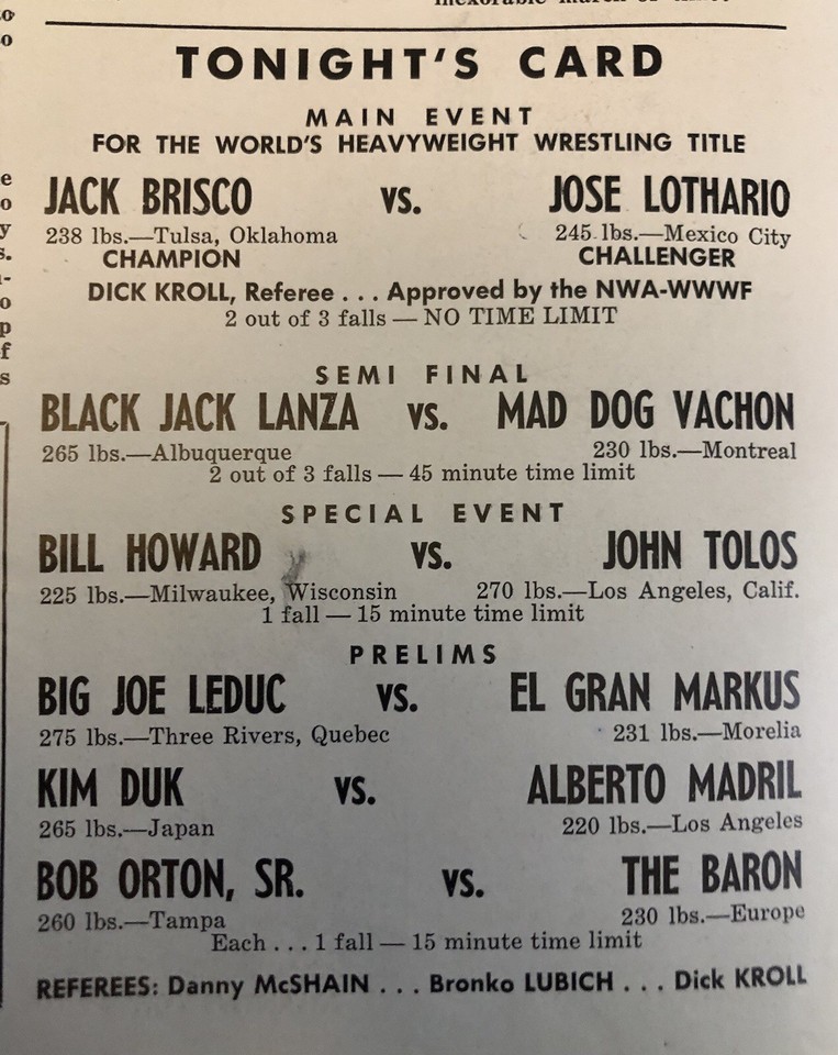 Houston Wrestling program May 9, 1975, Jose Lothario, John Tolos | eBay