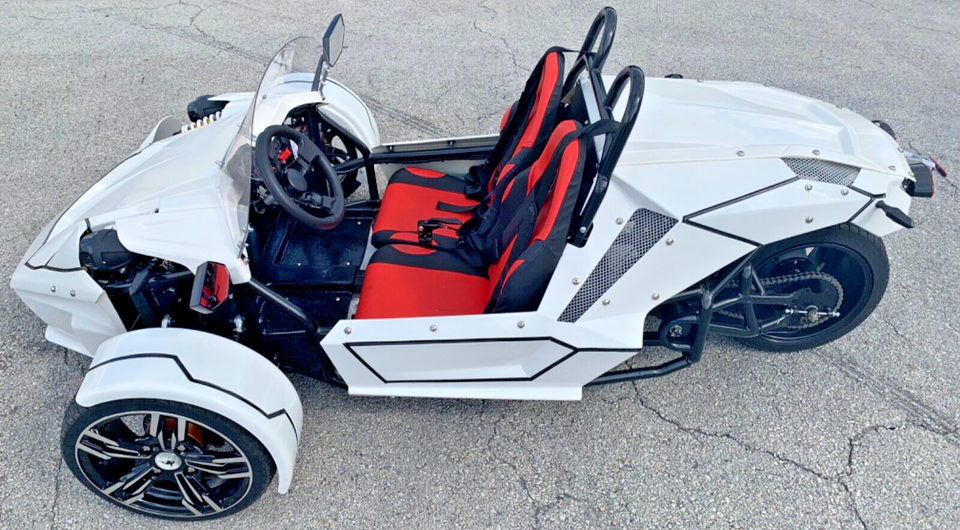 WHITE ORCA SS Reverse Trike 72v LITHIUM Auto Cycle Golf Cart FAST ...
