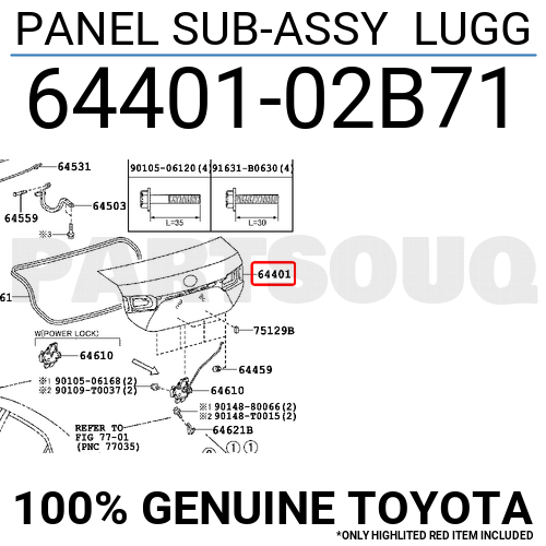 6440102B71 Genuine Toyota PANEL SUB-ASSY LUGG 64401-02B71 | eBay
