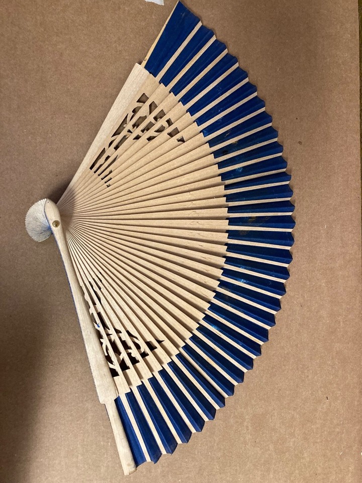 HAND PAINTED BLUE ASIAN HAND FAN with FLOWERS | eBay