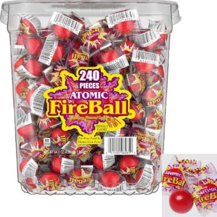 240 Ferrara Atomic FireBalls Candy 4.05 Pound Bulk Candy Tub, Wonka ...
