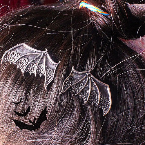 2PCS Bat Wing Hair Clips Punk Gothic Devil Wings Hair Clips Halloween ...