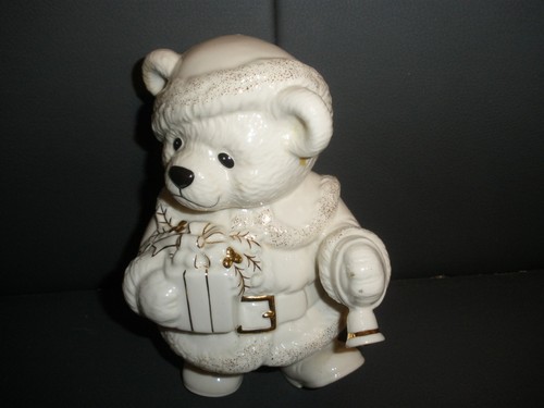 Lenox Bear Figurine Holding Bell & Gift 6" EUC | eBay