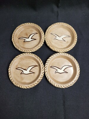 4 Duncan Enterprises Ceramic Coasters Seagull Nautical Beach House ...