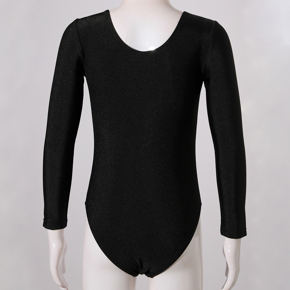 Kids Girls Gymnastic Dancewear Bodysuits Costumes Jumpsuit Rhinestone ...