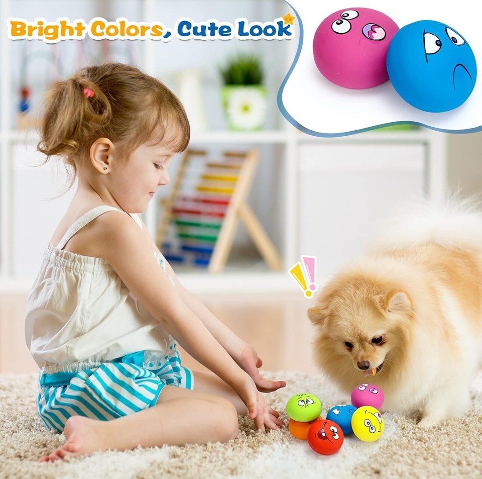 Squeaky Dog Toys Latex Rubber Soft Fetch Play Pet Balls Small Medium Dogs 6 PCS | eBay