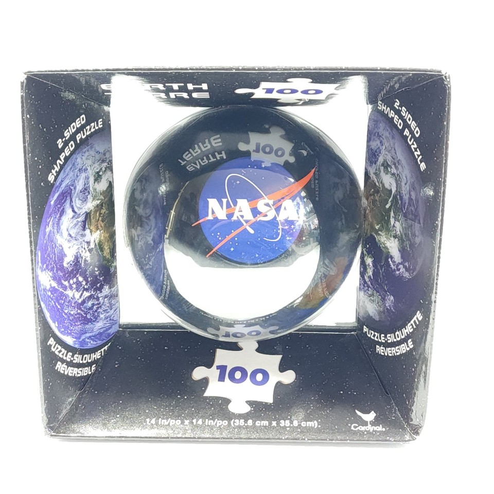 NASA EARTH 2-Sided Shaped Jigsaw Puzzle & Storage Tin 100 Piece 14 ...