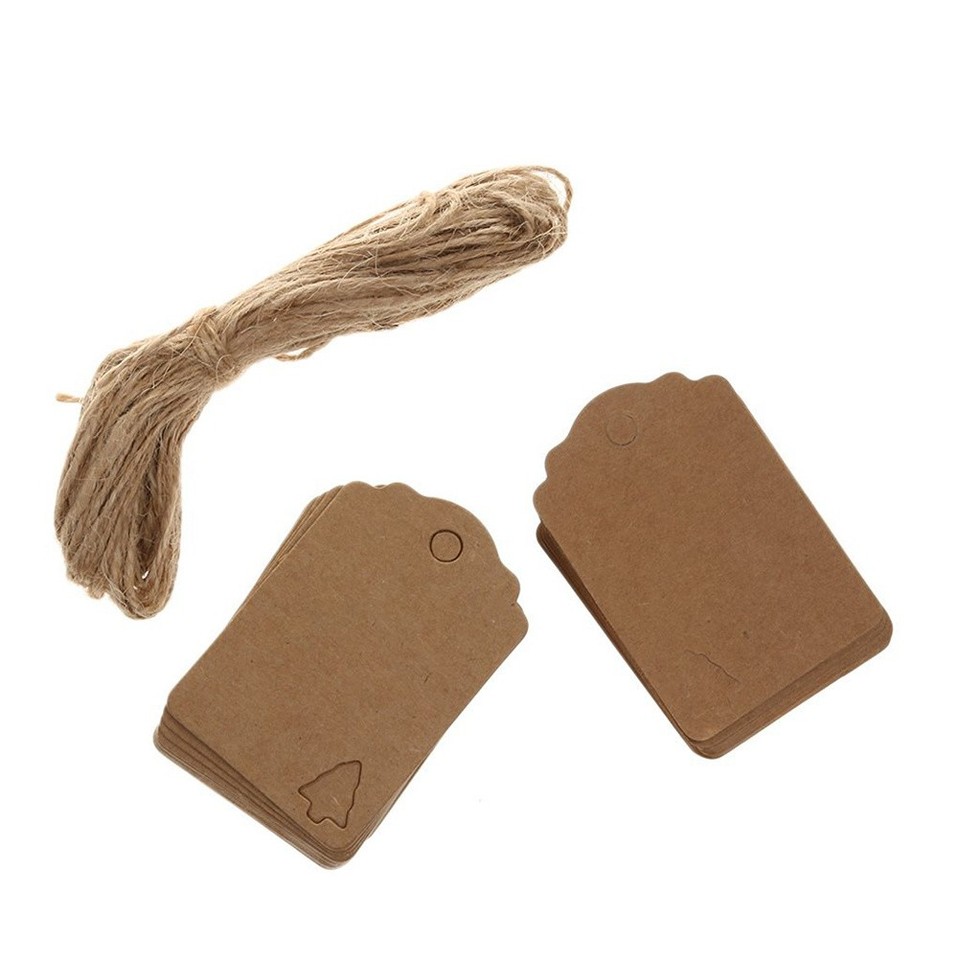 100 Pcs Brown Kraft Paper Christmas Hanging Tags for Present Gift ...