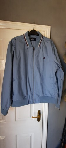 FRED PERRY BABY BLUE Tennis Bomber Jacket Reissues BURGENDY TRIM XL | eBay