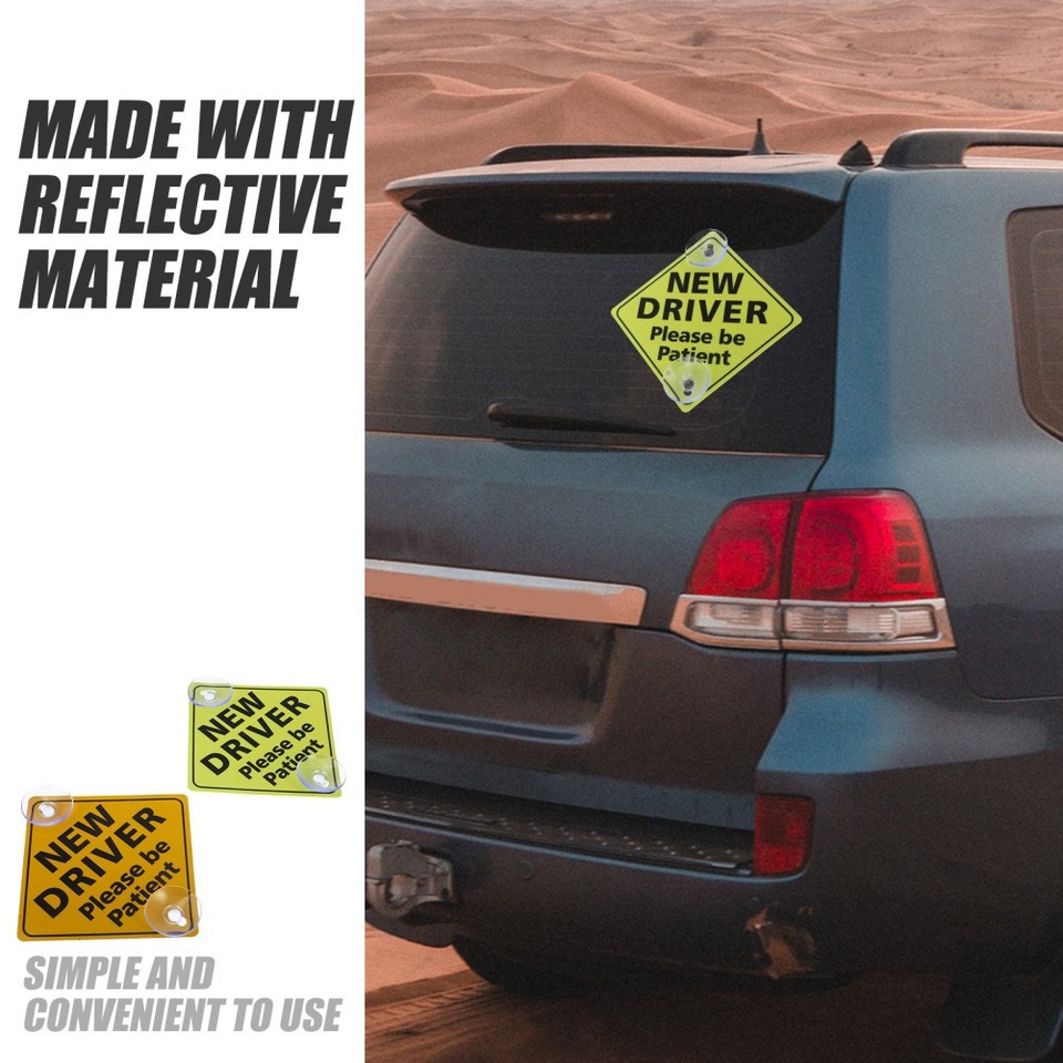 2pcs Car Reflective Stickers Suction Cup Car Stickers New Driver Signs ...