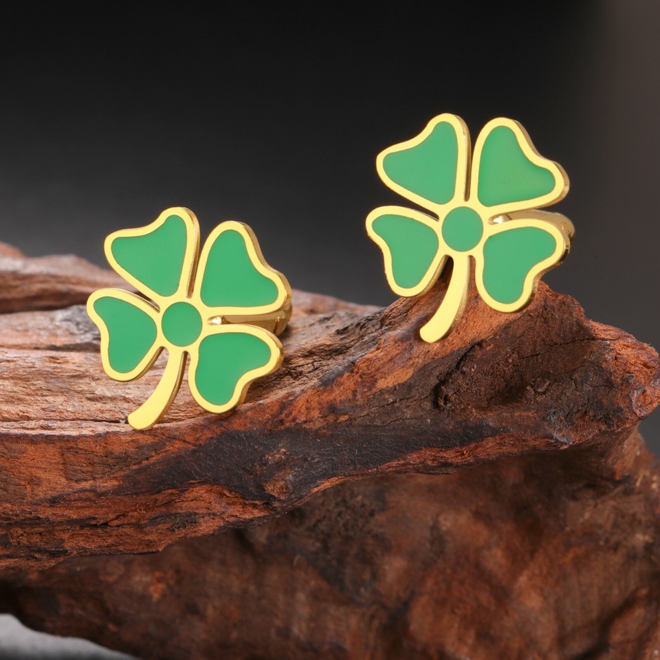 Lucky Green Clover Cufflinks Stainless Steel Charm Jewelry Gift | eBay