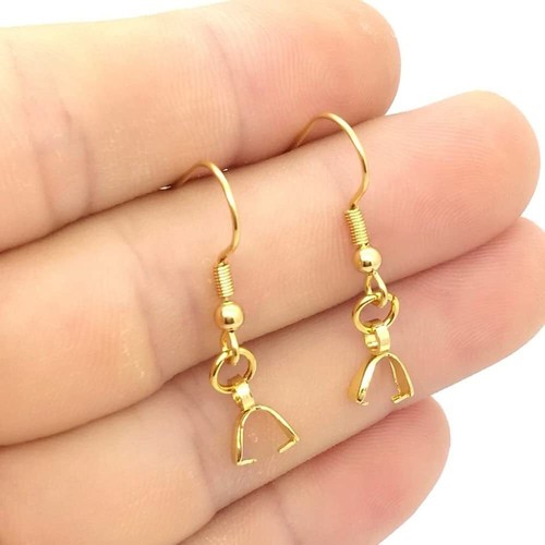 50PCS Earring Hooks with Pinch Bails Clasp for DIY Earring Making (Gold ...