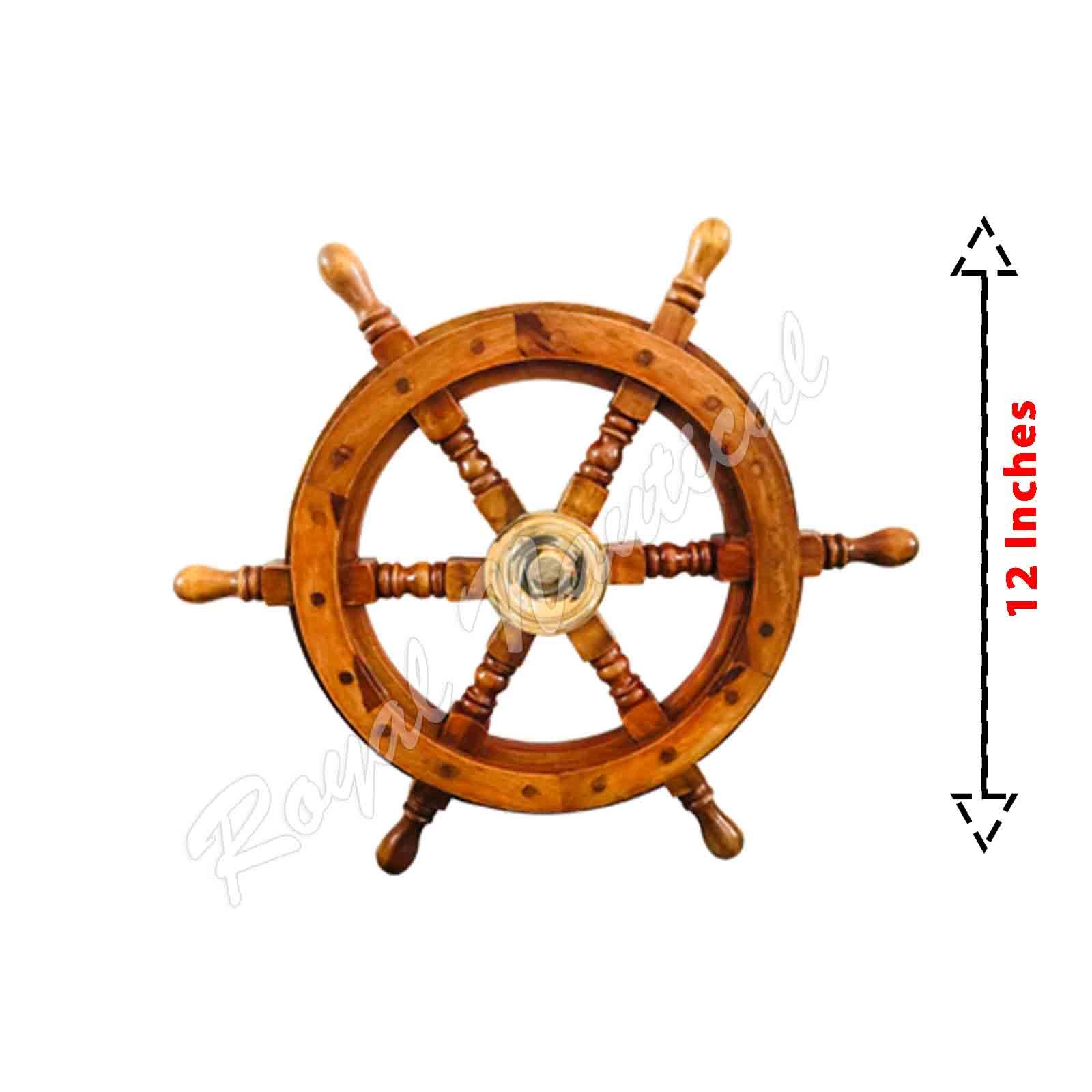 Wooden Pirate Ship Wheel Home Office Wall Decor Antique Vintage ...