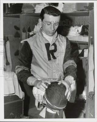 Press Photo Jockey Mickey Solomone Gets Ready for Horse Race - lrs21109 ...