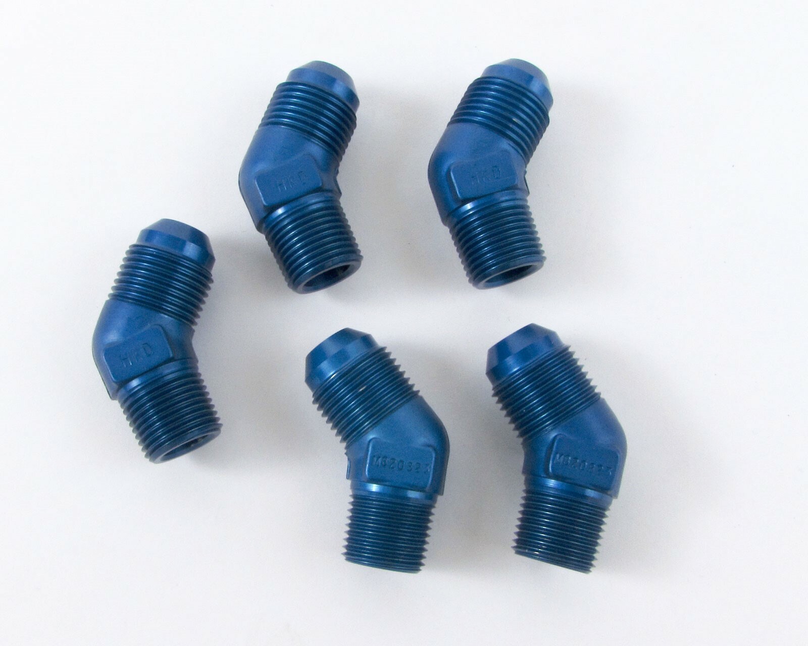 Lot of (5) MS20823 Blue Anodized 45° Elbow Adapter Fitting NPT to AN ...