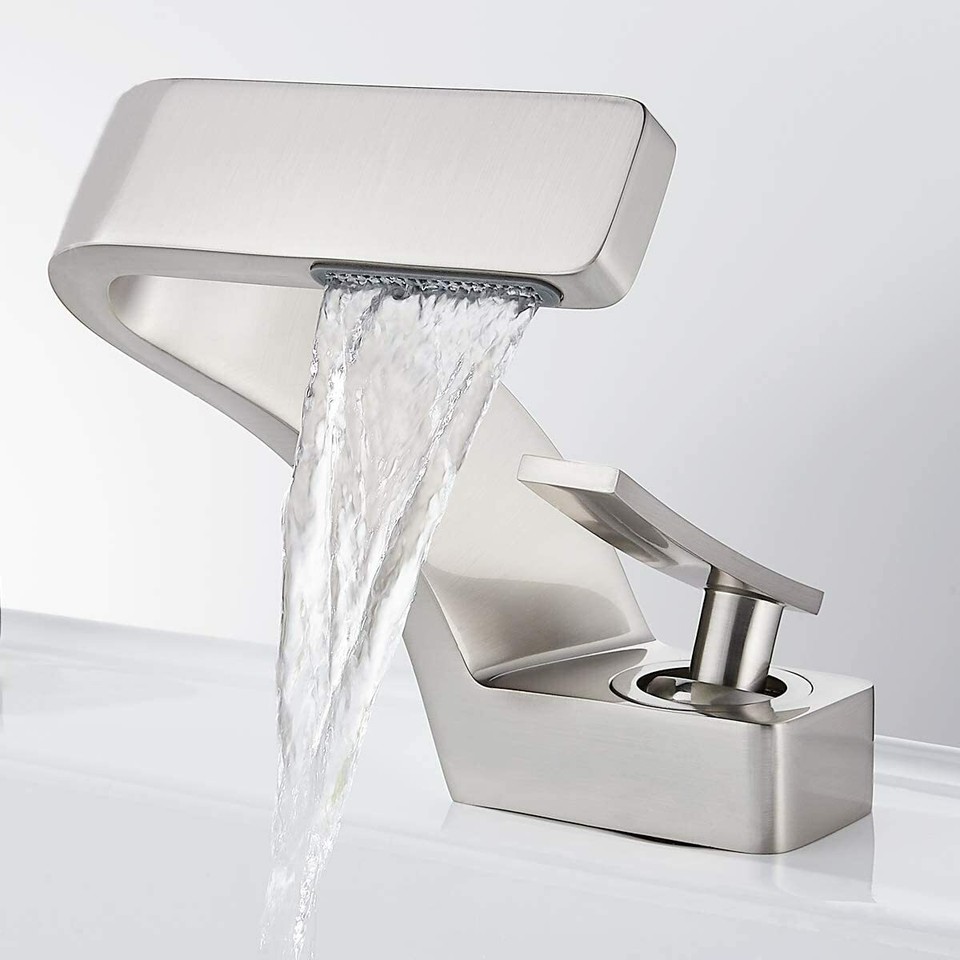 Bathroom Faucet Single Handle one Hole Waterfall Lavatory Vanity Sink ...