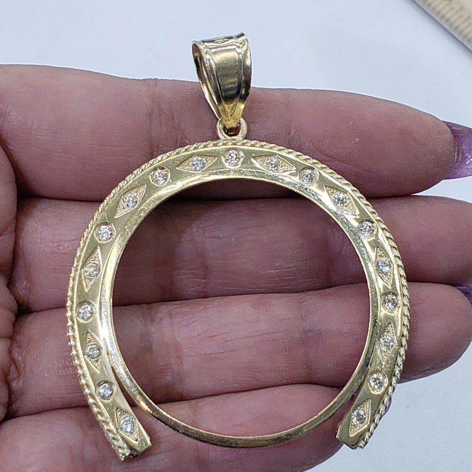 14k Solid gold 50 pesos centenario Coin Bezel Frame pendant Lucky | eBay