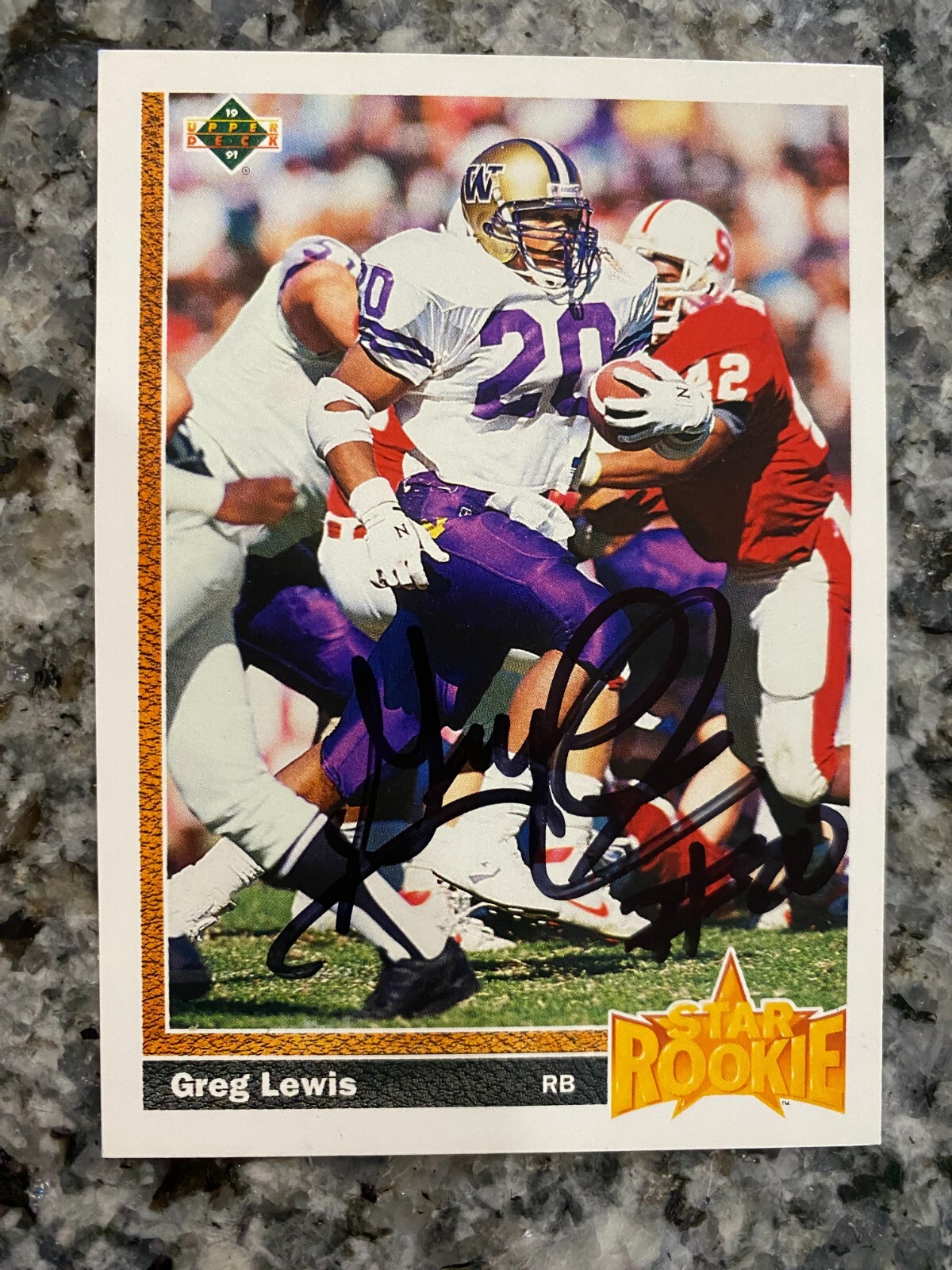 Greg Lewis Signed DENVER BRONCOS Card 1991 Upper Deck HUSKIES | eBay