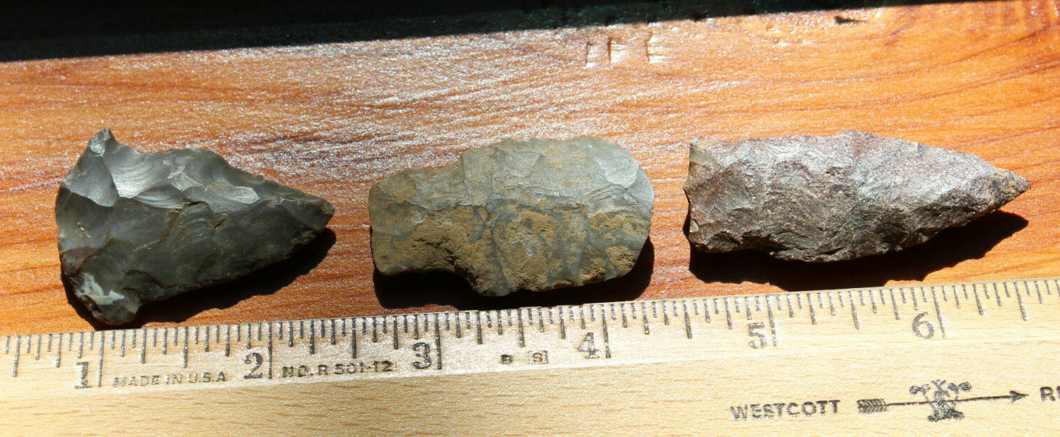 (3) 100% AUTHENTIC KY. ANCIENT NATIVE AMERICAN INDIAN ARROWHEAD/ BLUNT ...