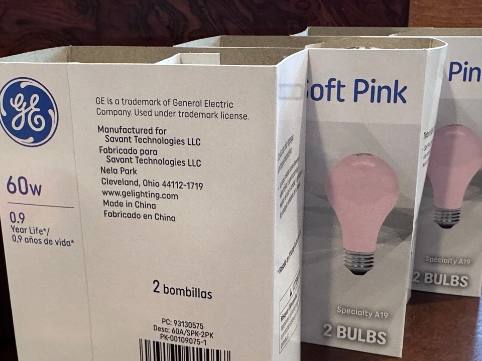GE Decorative Pink Specialty - 60 w Light Bulbs - A19/Medium Base - 3 ...