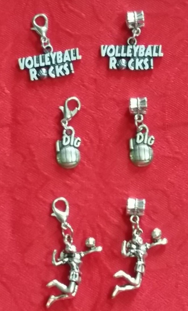 VOLLEYBALL ANTIQUE SILVER CHARM - PLAYER - VOLLEYBALL ROCKS - I DIG ...