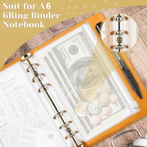 12PCS A6 Binder Pockets,6 Holes Cash Envelopes for Budgeting,Zipper ...