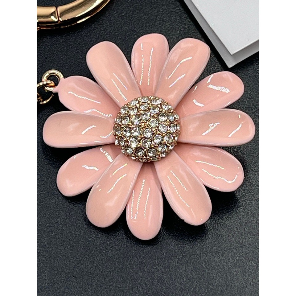 Kate Spade Pink Enameled Orchid Flower Pave Center Rose Gold Key Ring ...