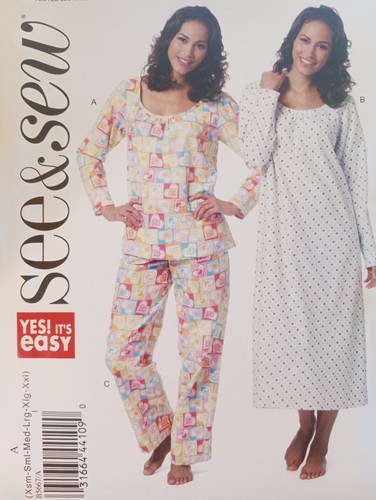 Women's Nightgown Sewing Pattern 2 Piece Pajama Set Sewing Pattern ...