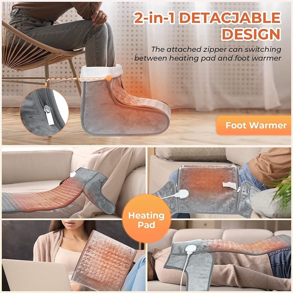 Electric Foot Warmer Heated Feet Slipper Therapeutic Pain Relief ...