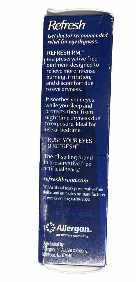 Refresh PM P.M. Lubricant Eye Ointment 0.12 oz EXP 01/26 DISCONTINUED ...
