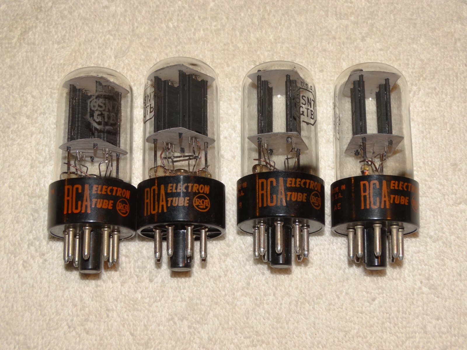 4 x 6sn7gtb RCA Tubes*Black Plates-D*Very Strong Matched Quad*Tall Boy ...