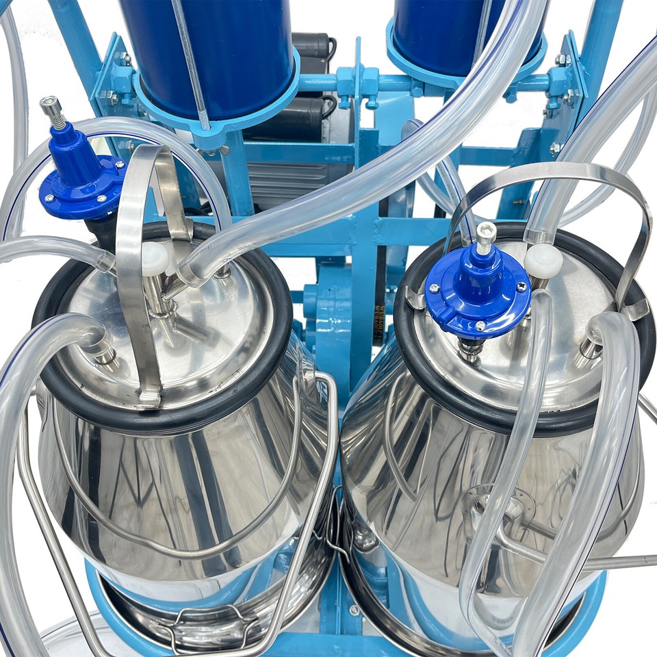 110V Electric Piston Milking Machine Bucket Milker 24 Cows/H Double ...