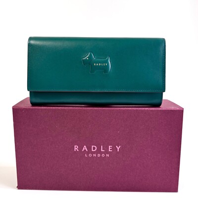RADLEY Gift Boxed Puffy Radley Protect Green Leather Large Purse - New ...