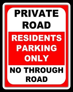 PRIVATE ROAD RESIDENTS PARKING ONLY NO THROUGH ROAD METAL PLAQUE WALL ...