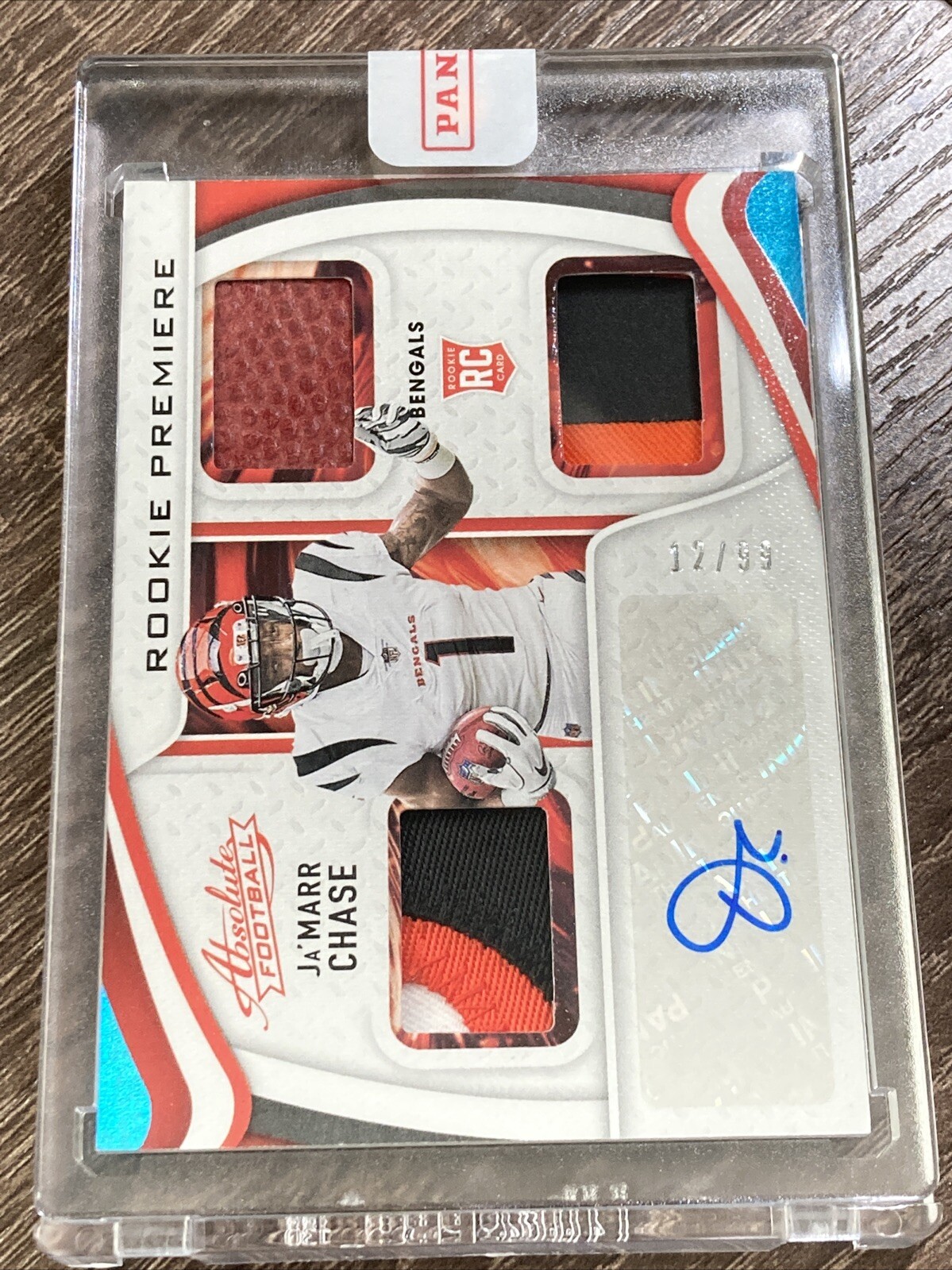 2021 Absolute JAMARR CHASE 3 Color Triple Patch Auto /99 Rookie ...