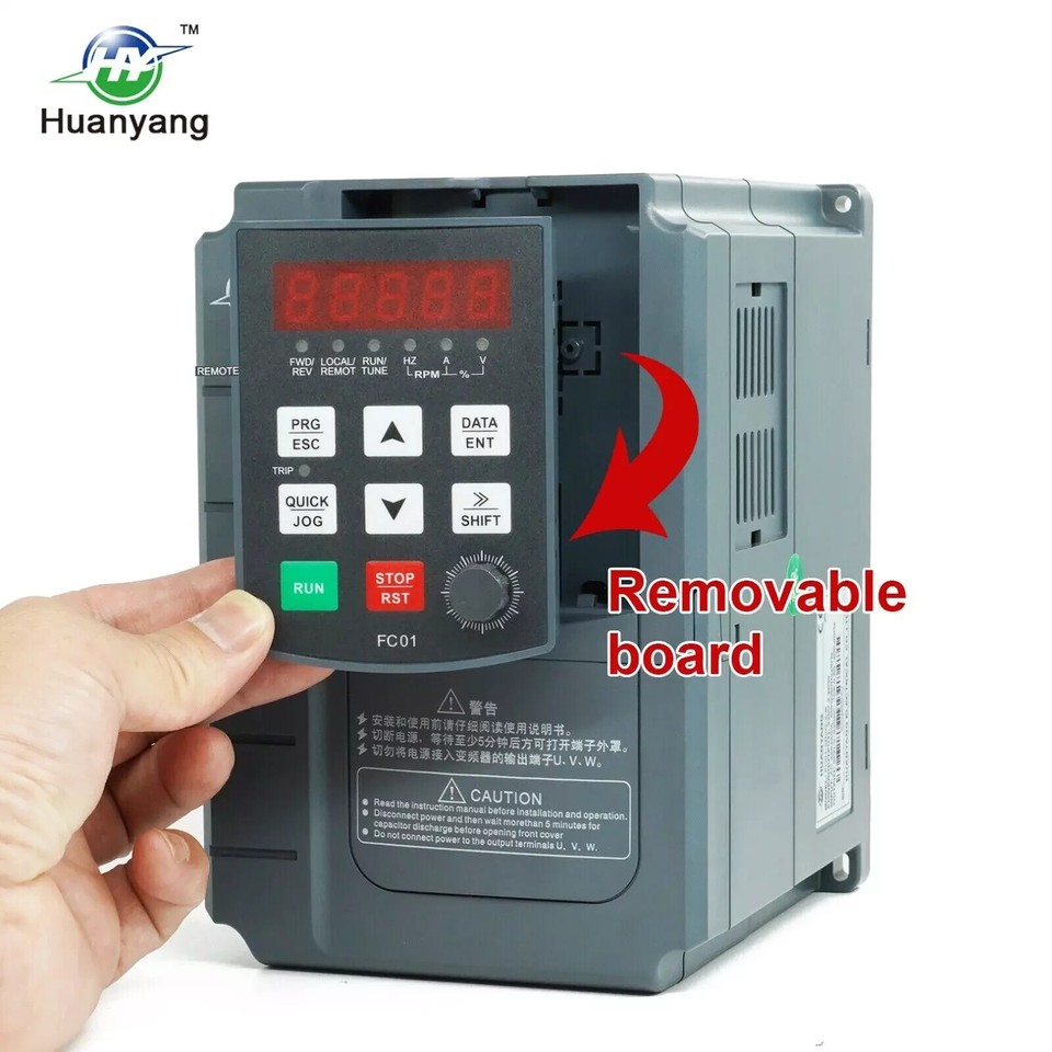 Huanyang VFD 220V 5HP 4KW Variable Frequency Drive Inverter CNC Spindle ...