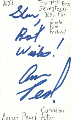 Aaron Pearl Canadian Actor Try Seventeen Movie Autographed Signed Index ...
