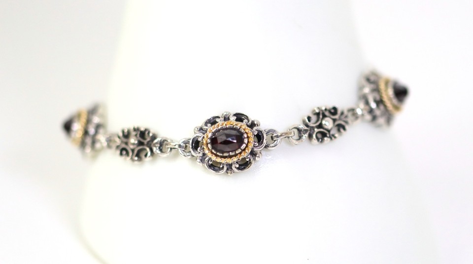 Vintage Tracht 835 B Silver Bracelet Garnet Gold Plating, L: 18Cm | eBay